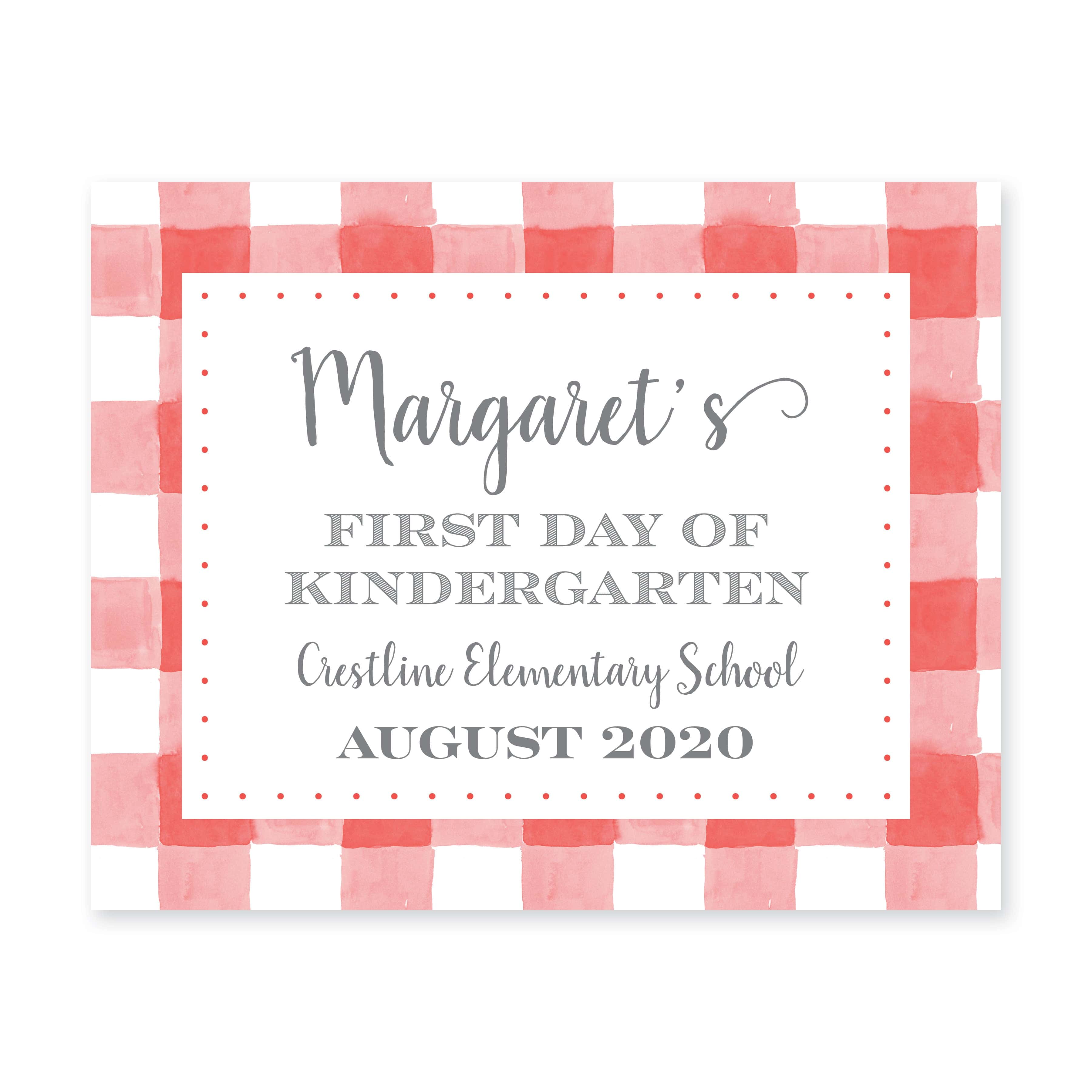 Simple Gingham Red First & Last Day Sign – Weezie B. Studio