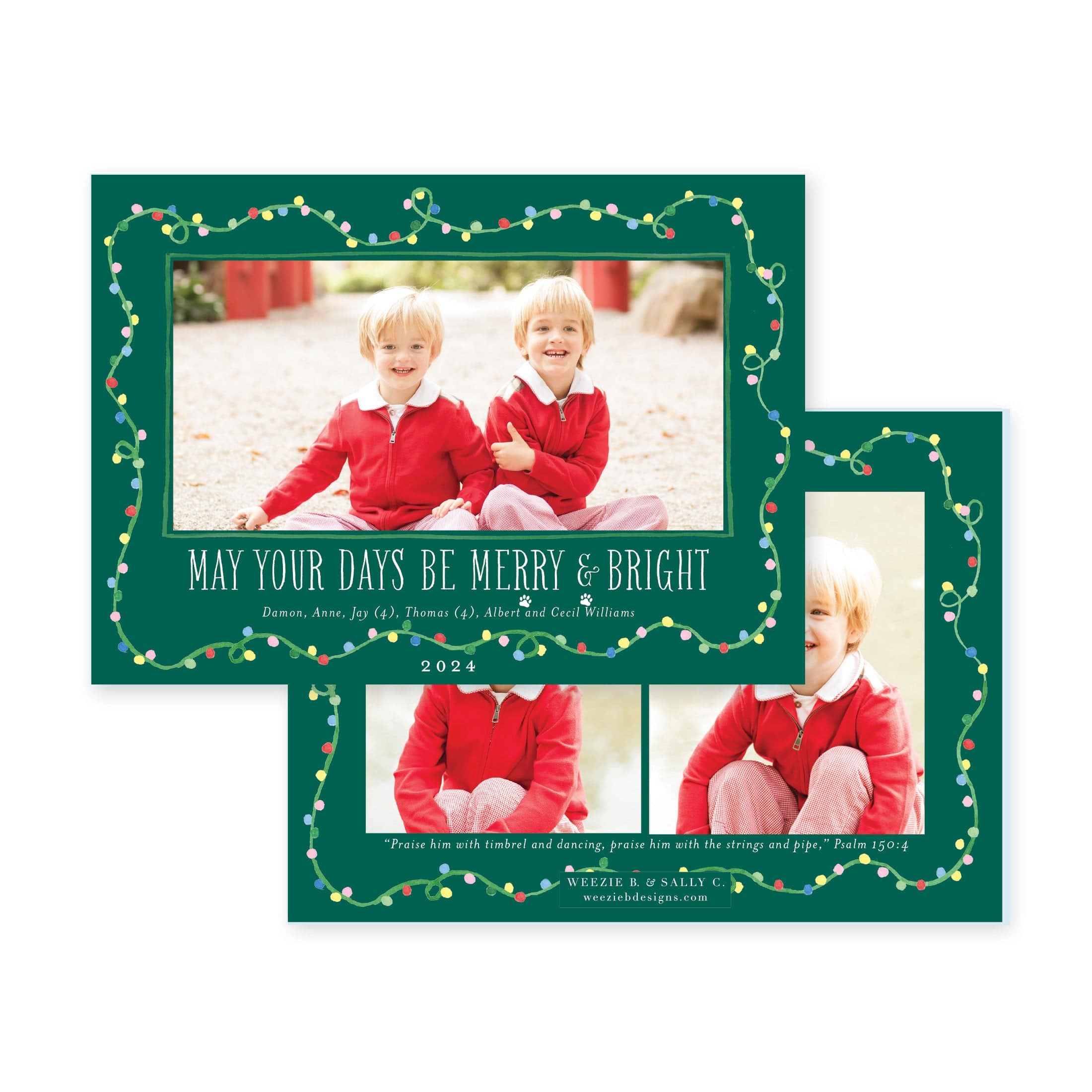Cheery Christmas Lights Horizontal Christmas Card – Weezie B. Studio