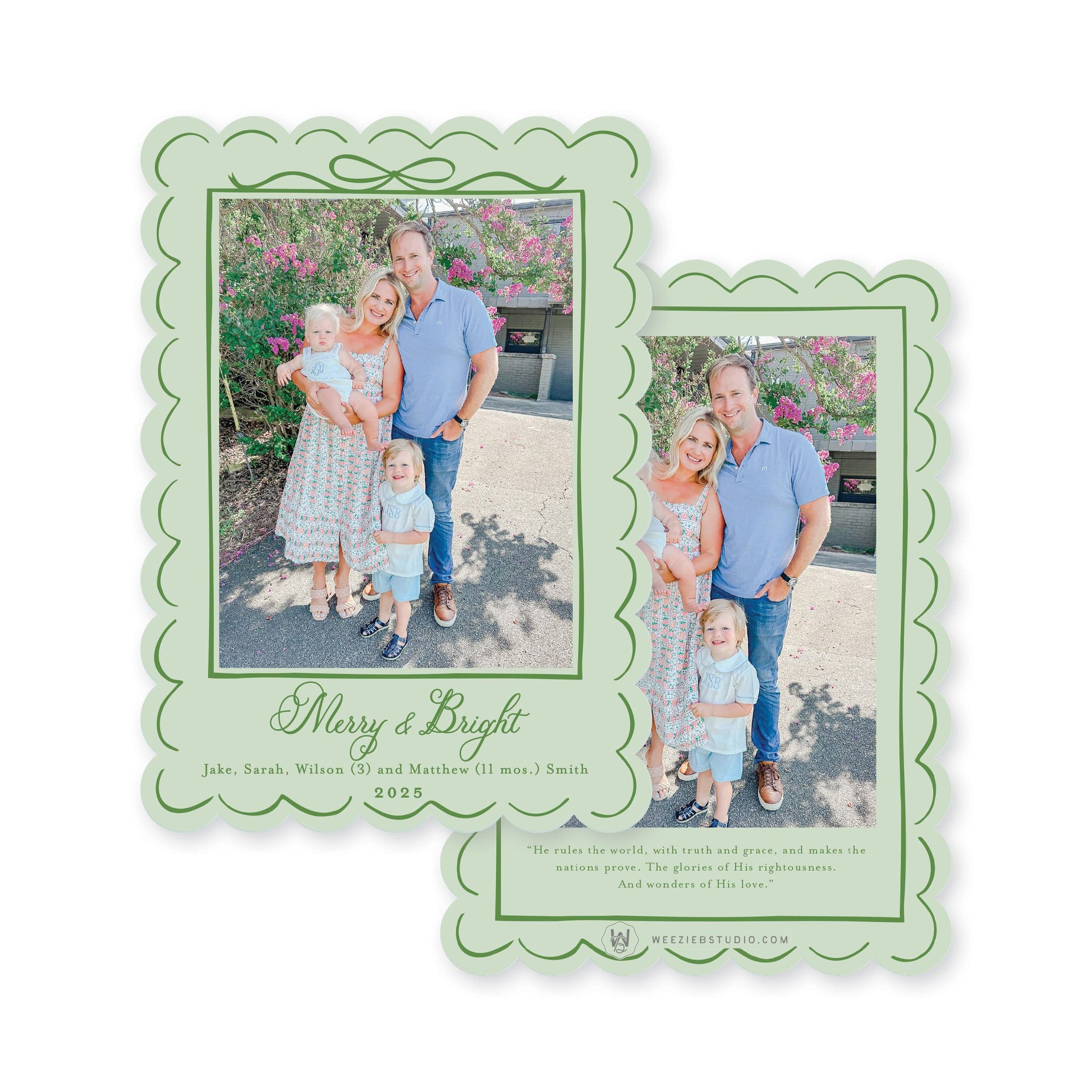 Scallop Bow Frame Vertial Christmas Card – Weezie B. Studio