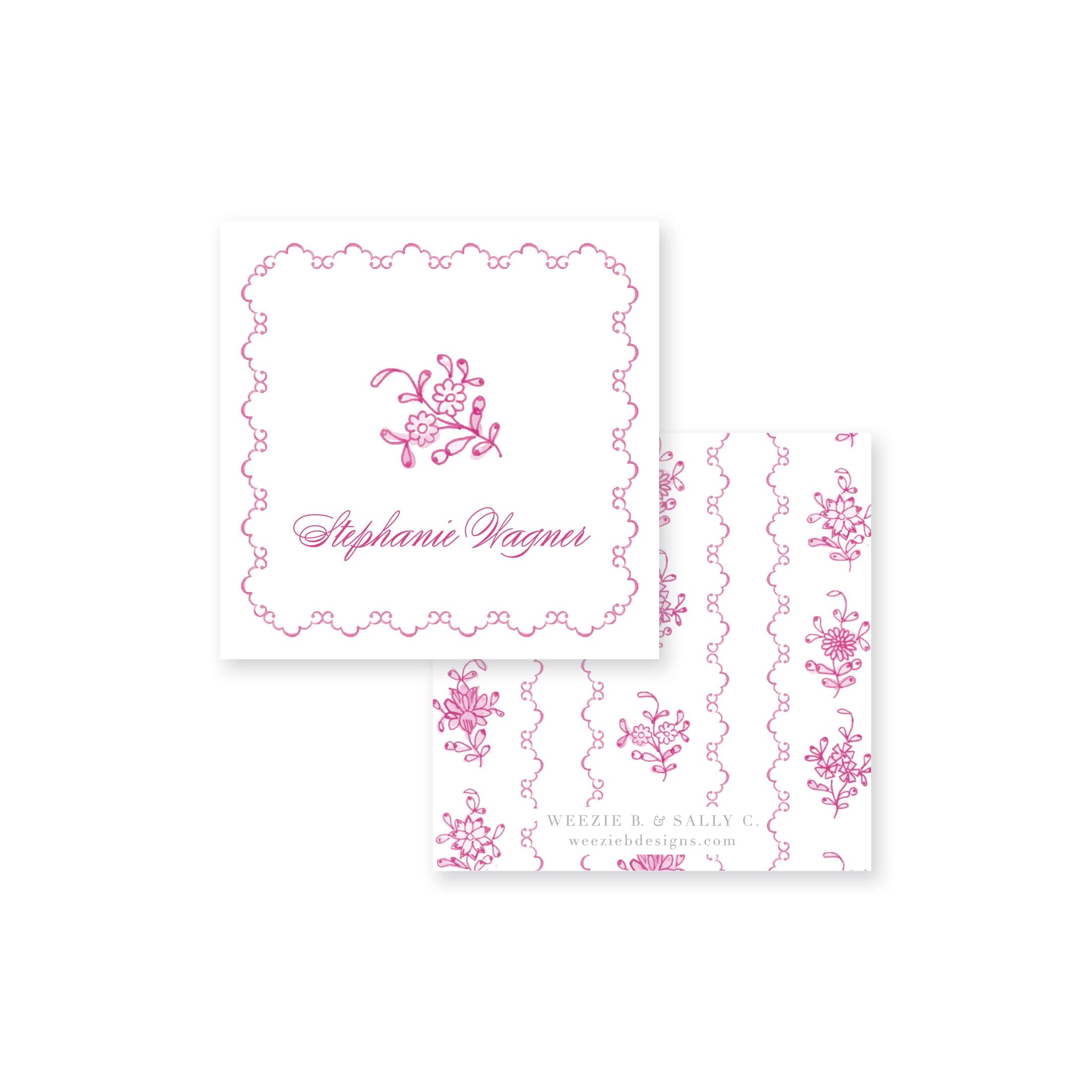 Intricate Scallop Border Floral Calling Card – Weezie B. Studio