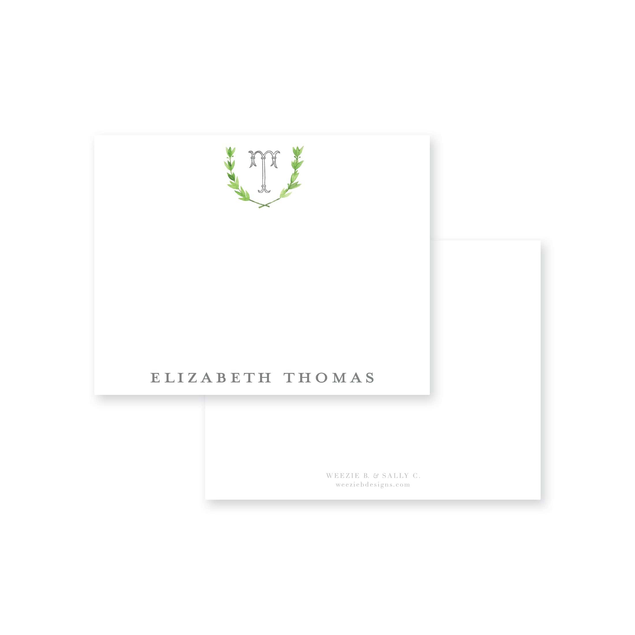 Watercolor Laurel Flat Note Card – Weezie B. Studio