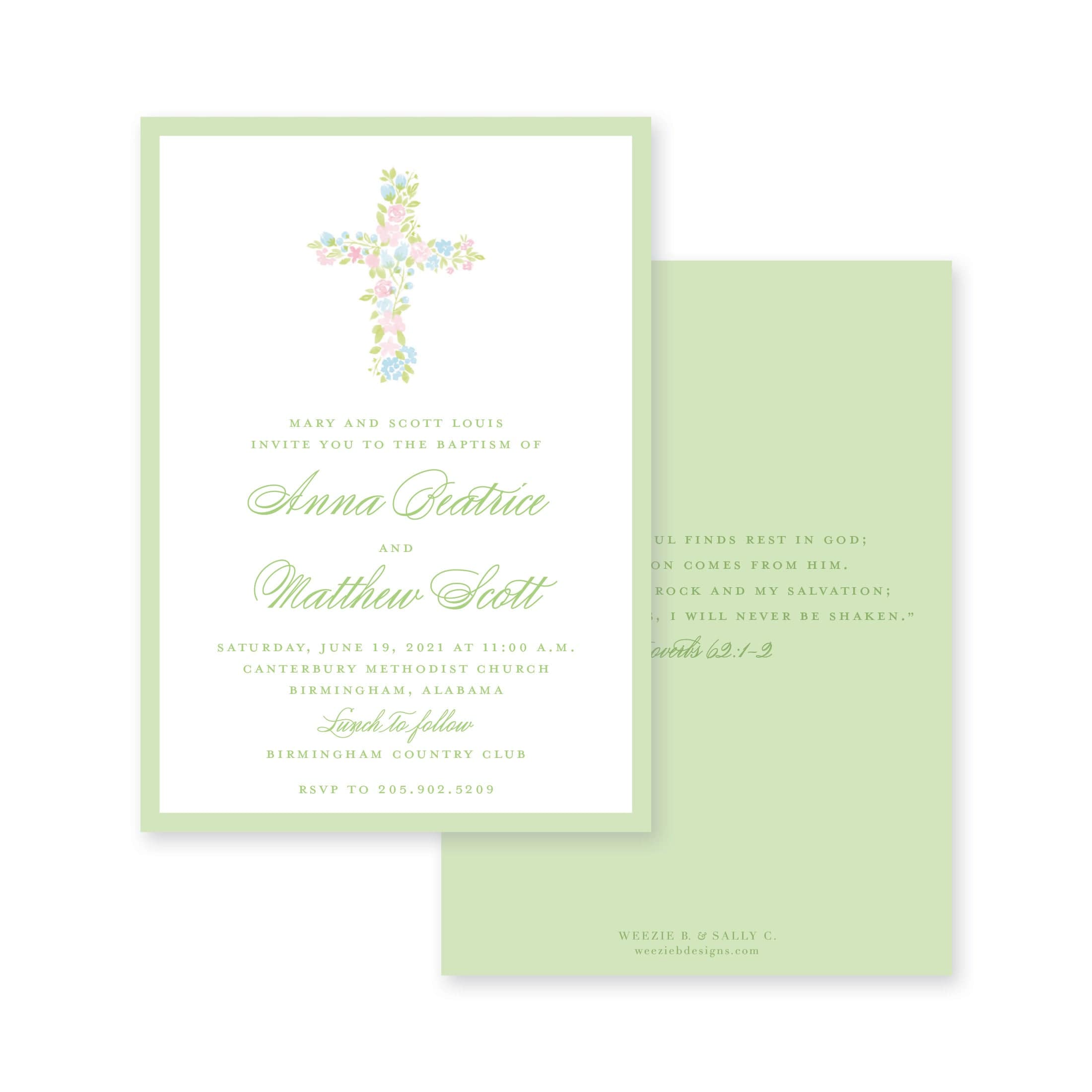 Watercolor Floral Cross Border Baptism – Weezie B. Studio