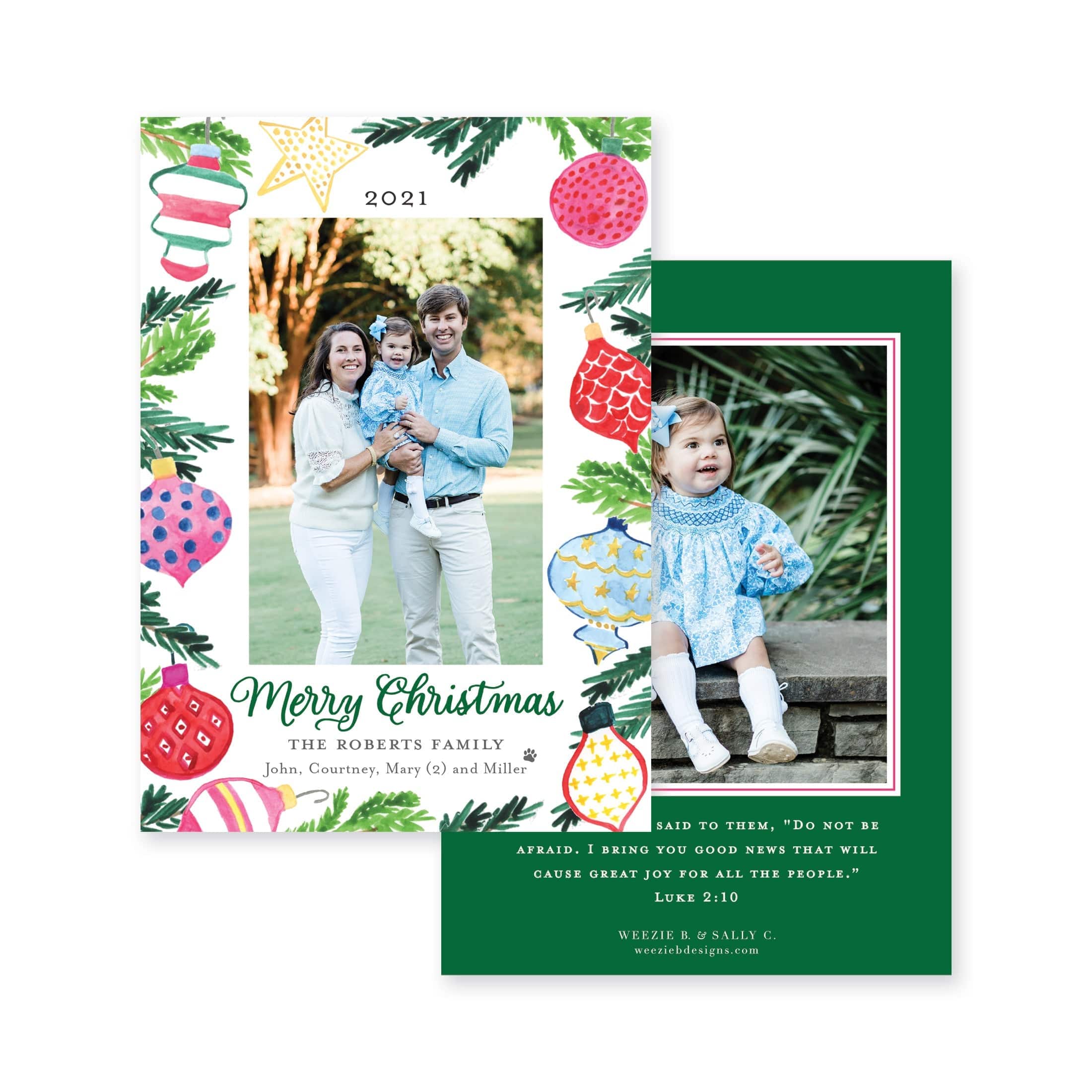 Heirloom Ornaments Vertical Christmas Card – Weezie B. Studio